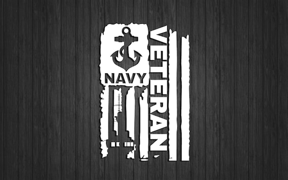 Navy Veteran Distressed Flag Decal | Etsy