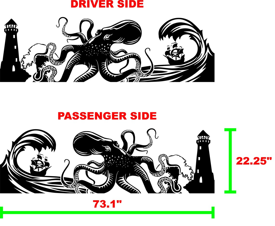 Kraken / Wave / Lighthouse Decal 4 Door - Etsy