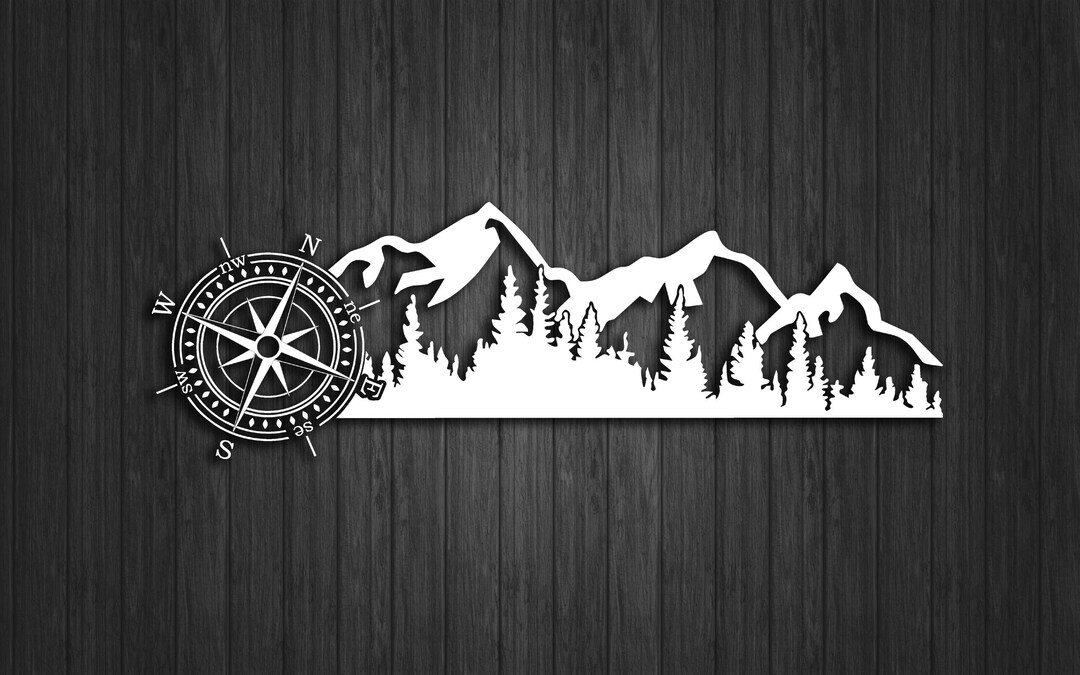 Extra Large Mountain & Compass Vinyl Graphic for RV, Camper, Offroad - Etsy