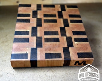 Handmade End-grain Walnut Cutting or Charcuterie Board With Maple and ...