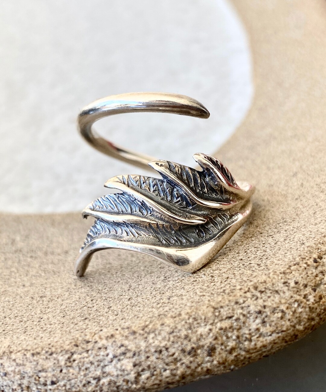 Wing Ring Silver Wing Ring Angel Wing Ring Adjustable - Etsy