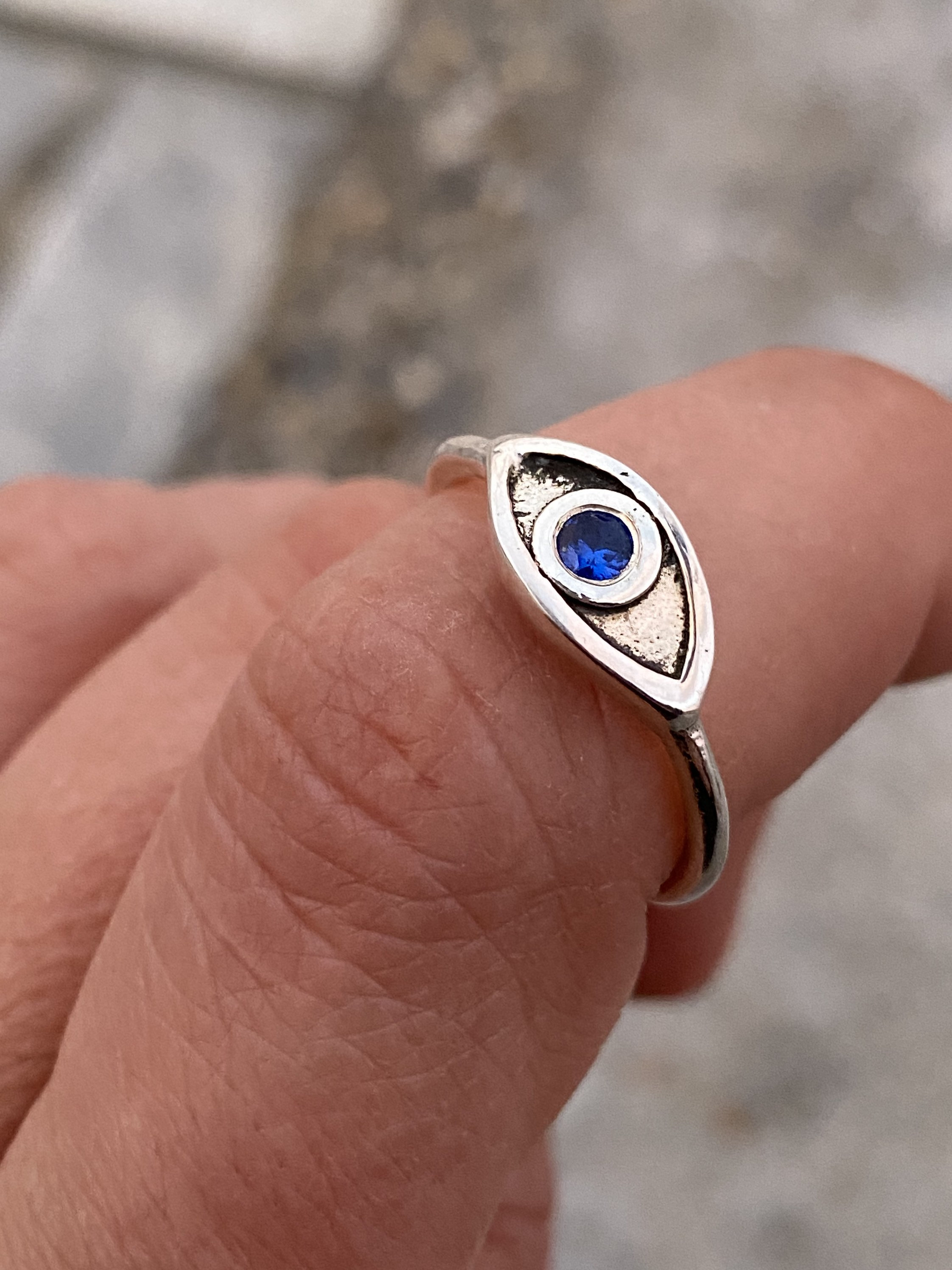 Evil Eye Ring Blue Gem Silver Ring Blue Gemstone Ring Eye | Etsy