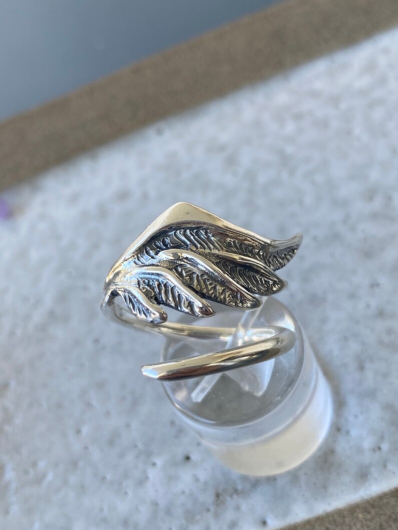Wing Ring Silver Wing Ring Angel Wing Ring Adjustable - Etsy