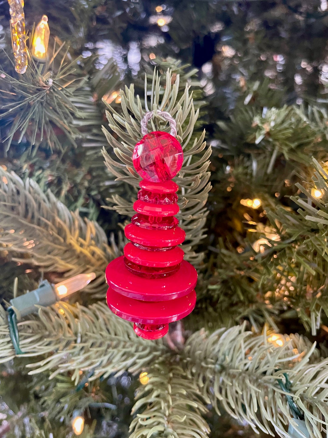 Red Christmas Button Ornament | Handmade Button Christmas Ornament - Etsy