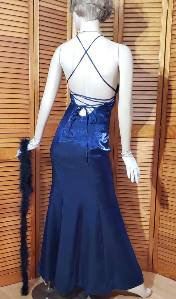 Royal Blue Light Reflection Prom Dress ,Open Back Gow… - Gem