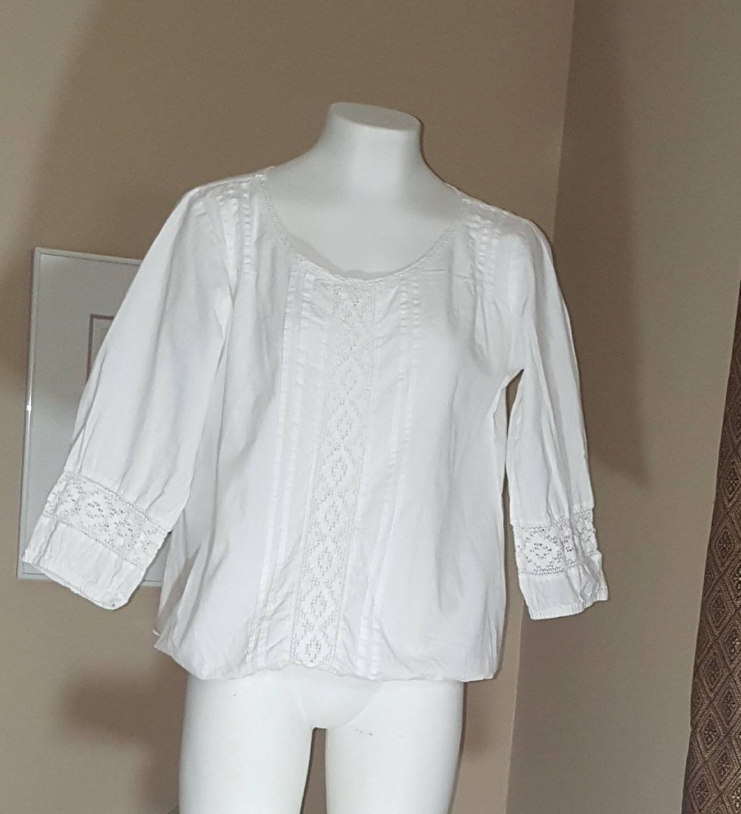 White Embroidered Peasant Blouse - Etsy