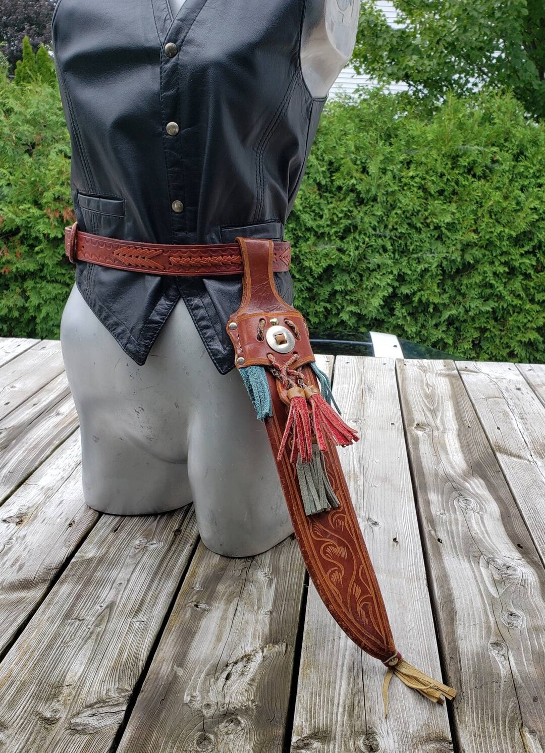Medieval Warrior Dagger Leather Sheath Belt Set / Tribal Viking Larp ...