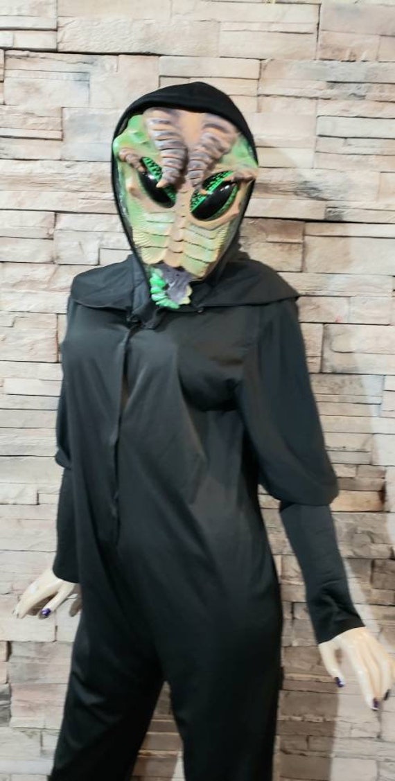 Alien Costume Full Head Mask And Jumpsuit - Gem