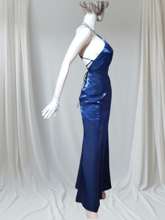 Royal Blue Light Reflection Prom Dress ,Open Back Gow… - Gem