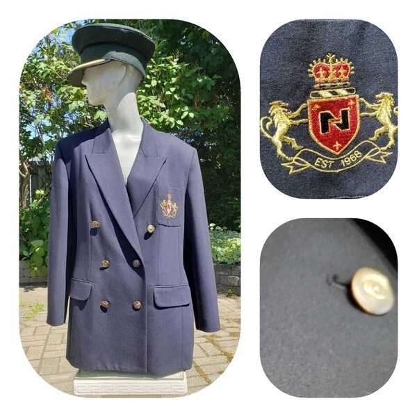 Navy Double Breasted Military Jacket - Etsy