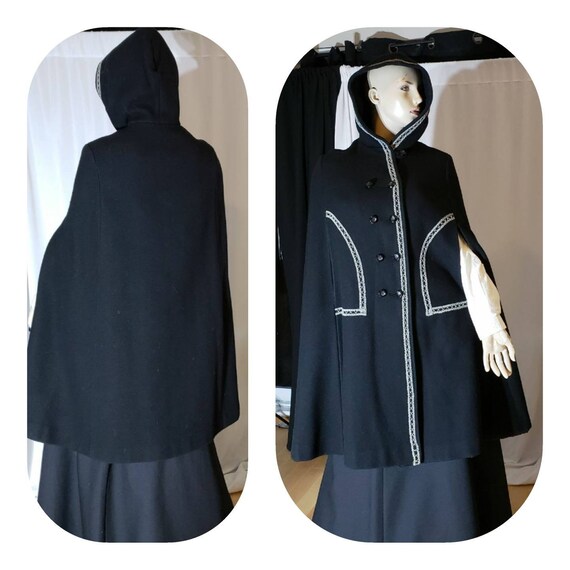 Hooded Cape Quilt Lined Wool Poncho Edwardian Victori… - Gem