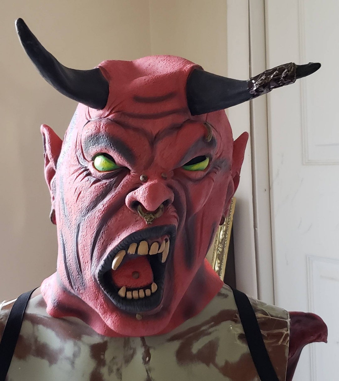 Demon Cosplay Devil Masks Rubber Tail Horned Headpiece - Etsy