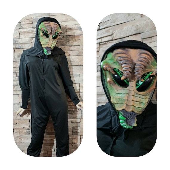 Alien Costume Full Head Mask And Jumpsuit - Gem