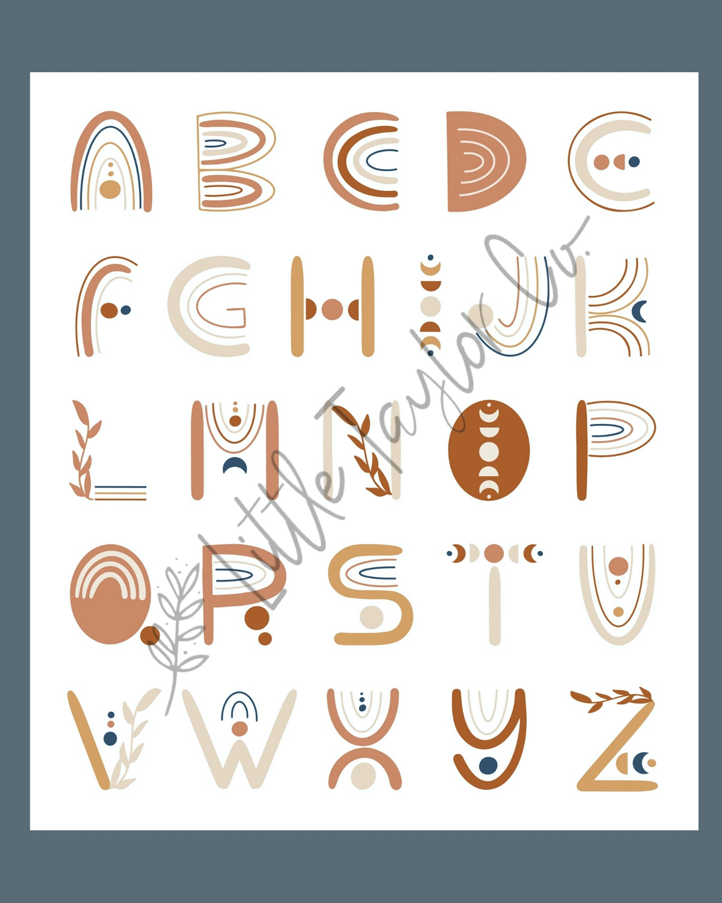 ABC, Boho Digital Prints, Printable Wall Art, Nursery Decor, Baby Room ...