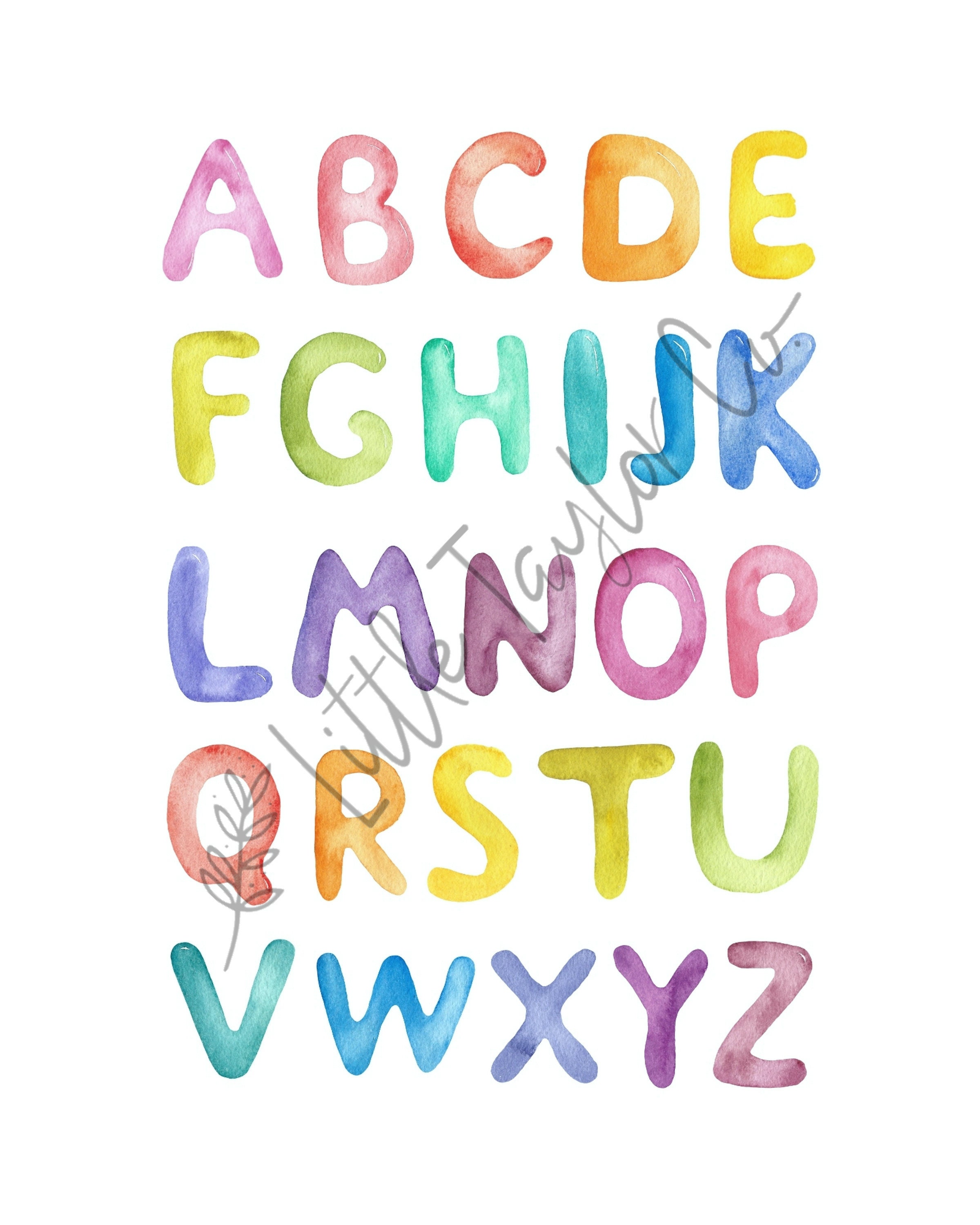 ABC Watercolor print kids bedroom Printable Wall Art | Etsy