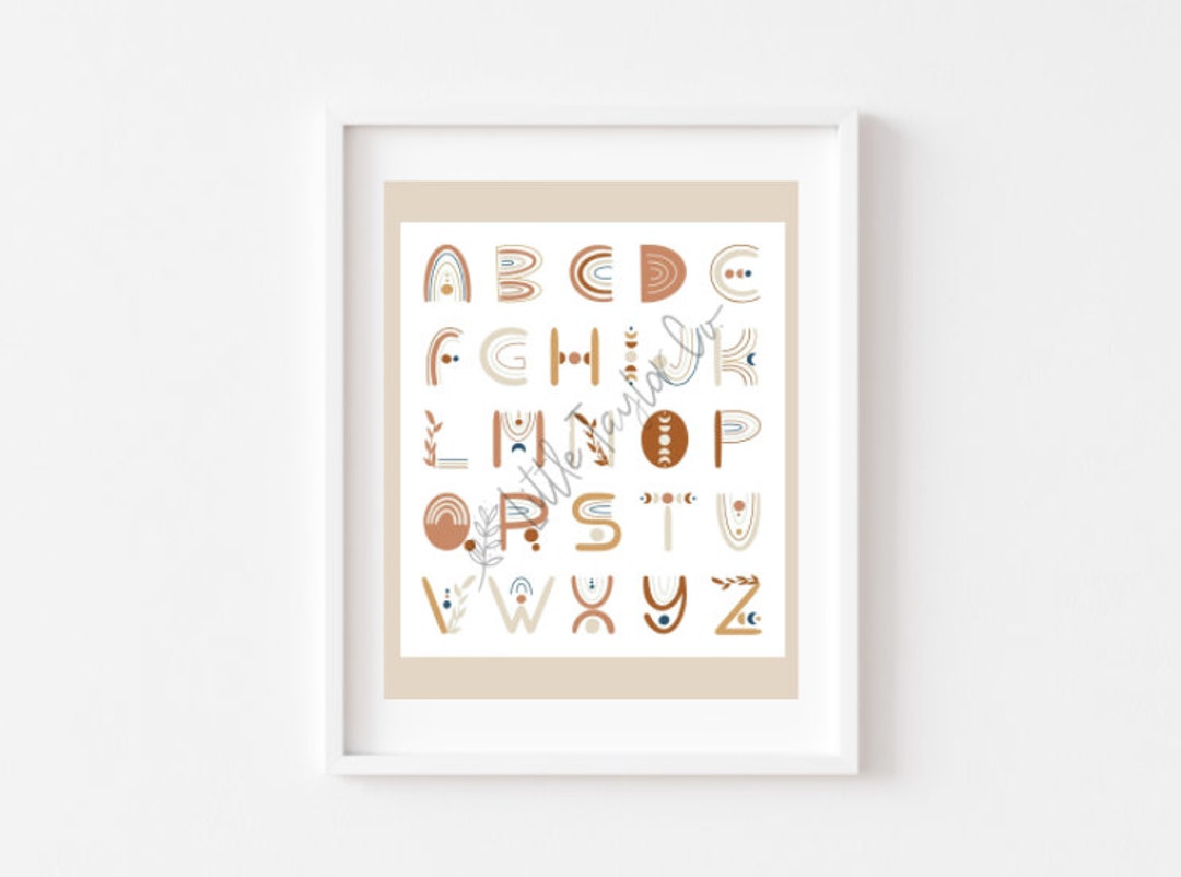 ABC, Boho Digital Prints, Rainbow, Printable Wall Art, Nursery Decor ...