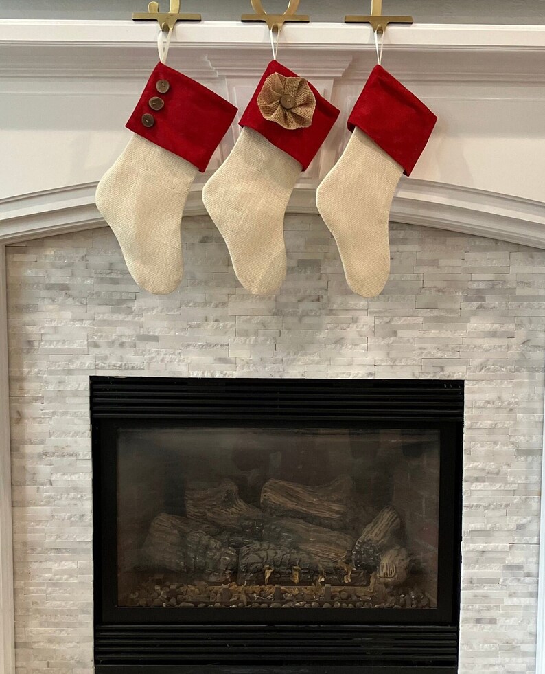 Red Burlap Stocking - Etsy