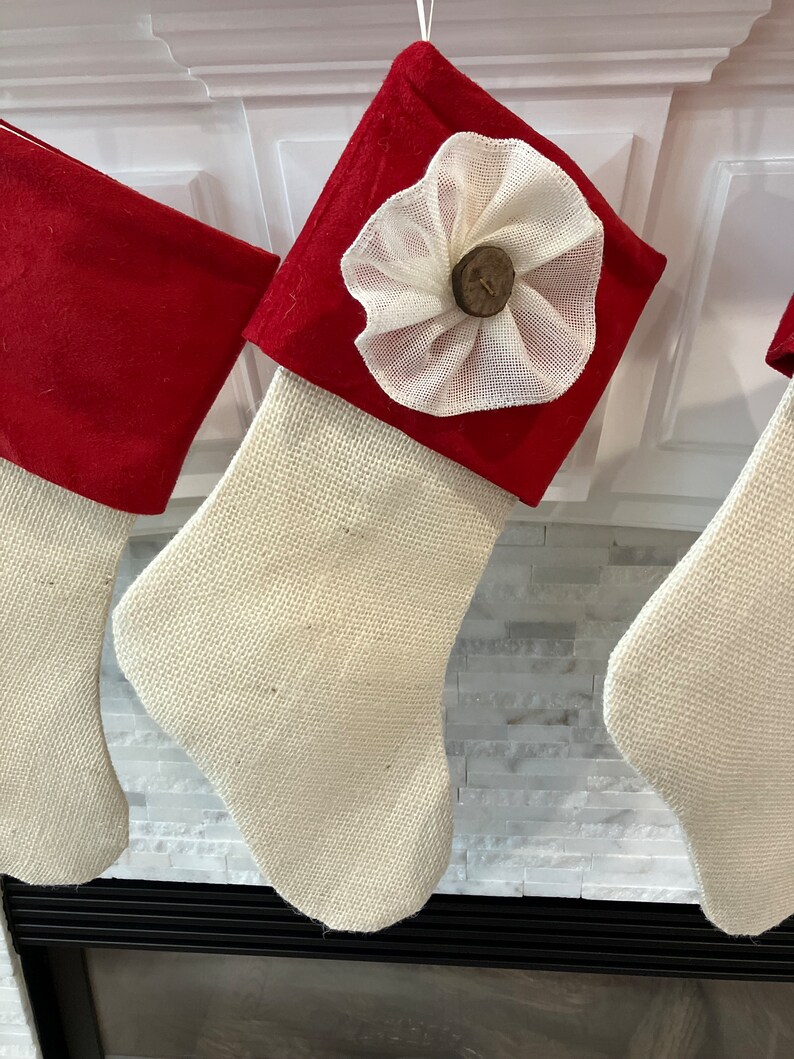 Red Burlap Stocking - Etsy