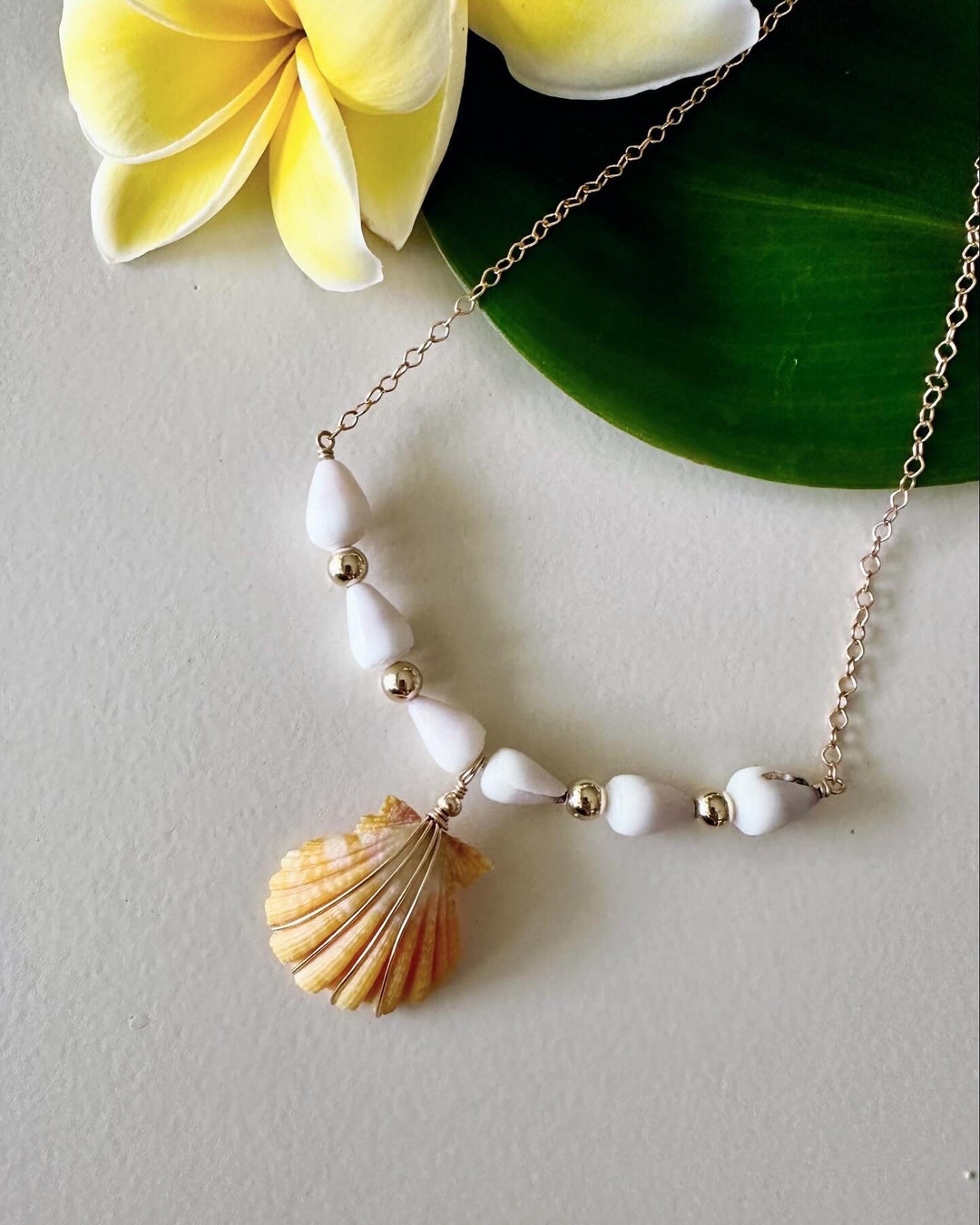 Sunrise Shell Necklace - Yellow + Cone Shells - Etsy