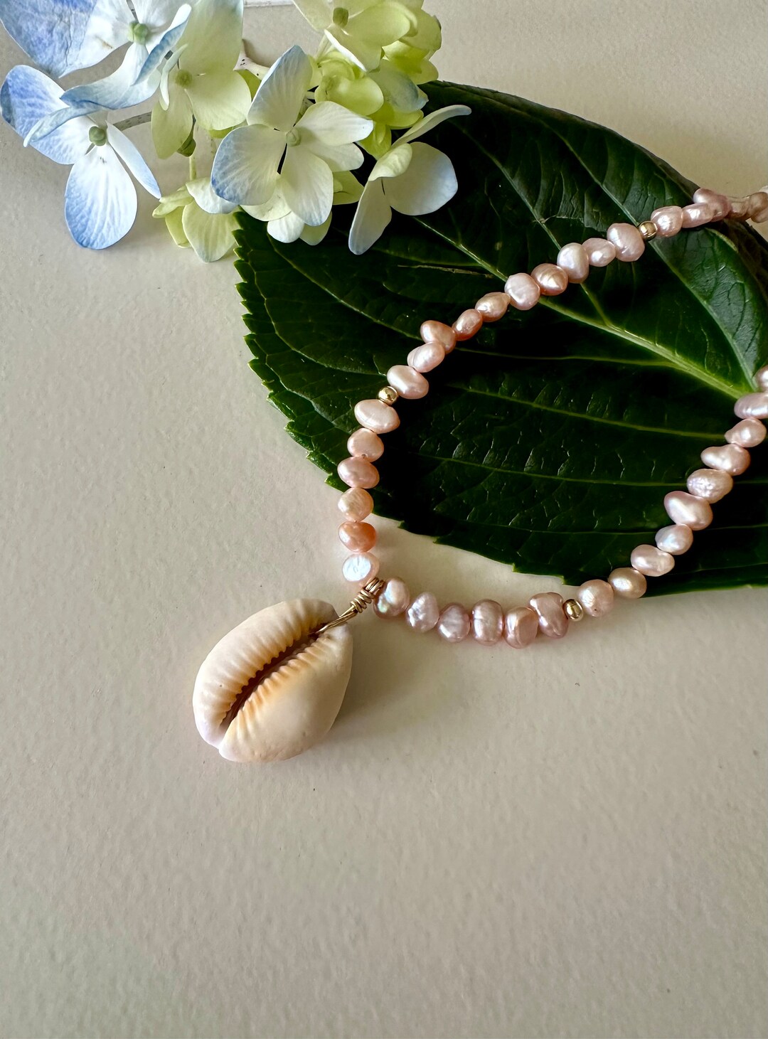 Hawaiian Honey Cowrie Shell Pink Pearl Necklace - Etsy