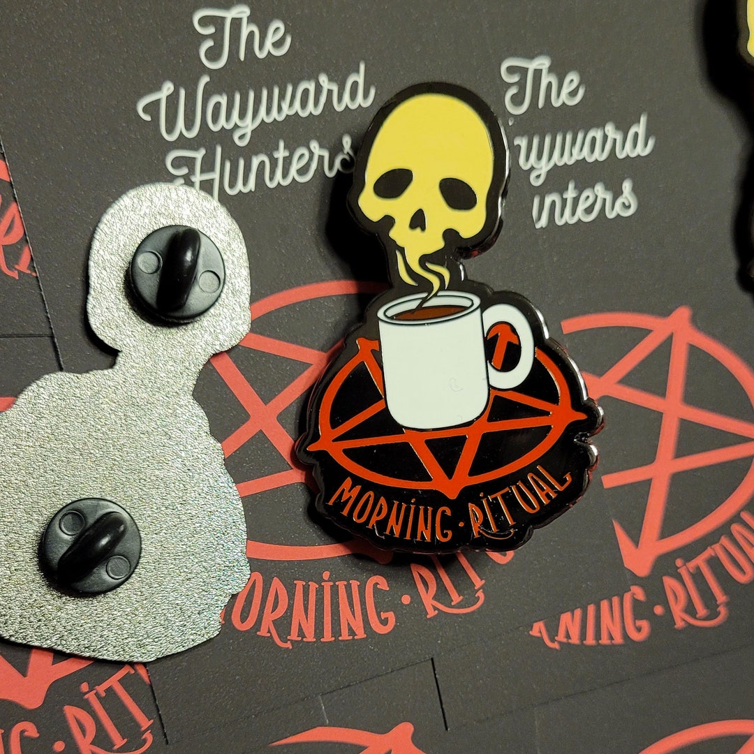 Morning Ritual - Coffee Skull Pin - Hard Enamel Lapel Pin - Coffee Pin ...