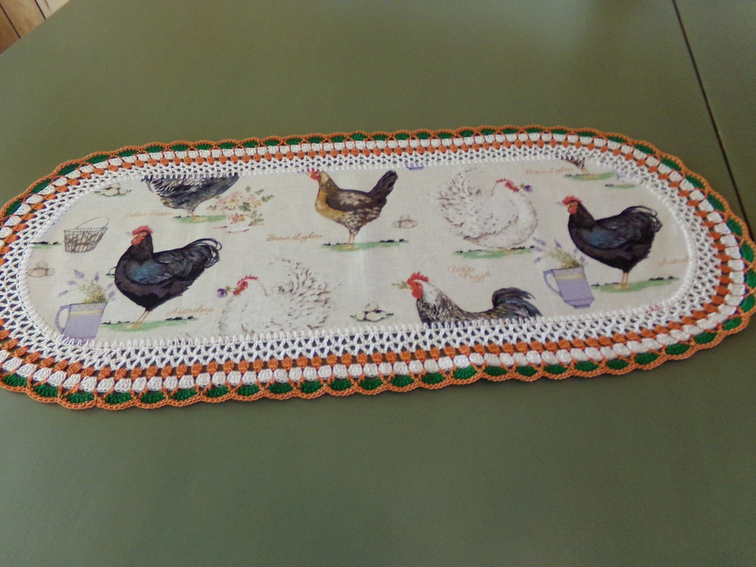 Crochet Chicken Table Runner/doily #2180 - Etsy