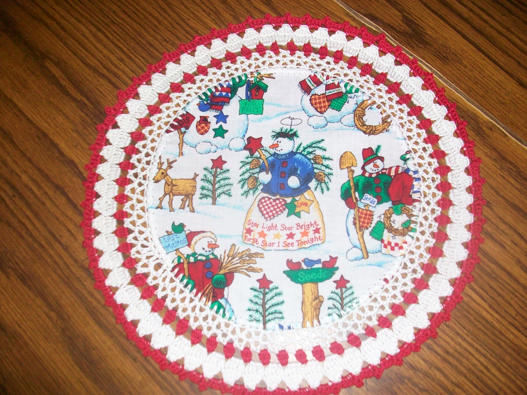 Handmade Christmas Angel Snowman Crochet Doily #2039 - Etsy
