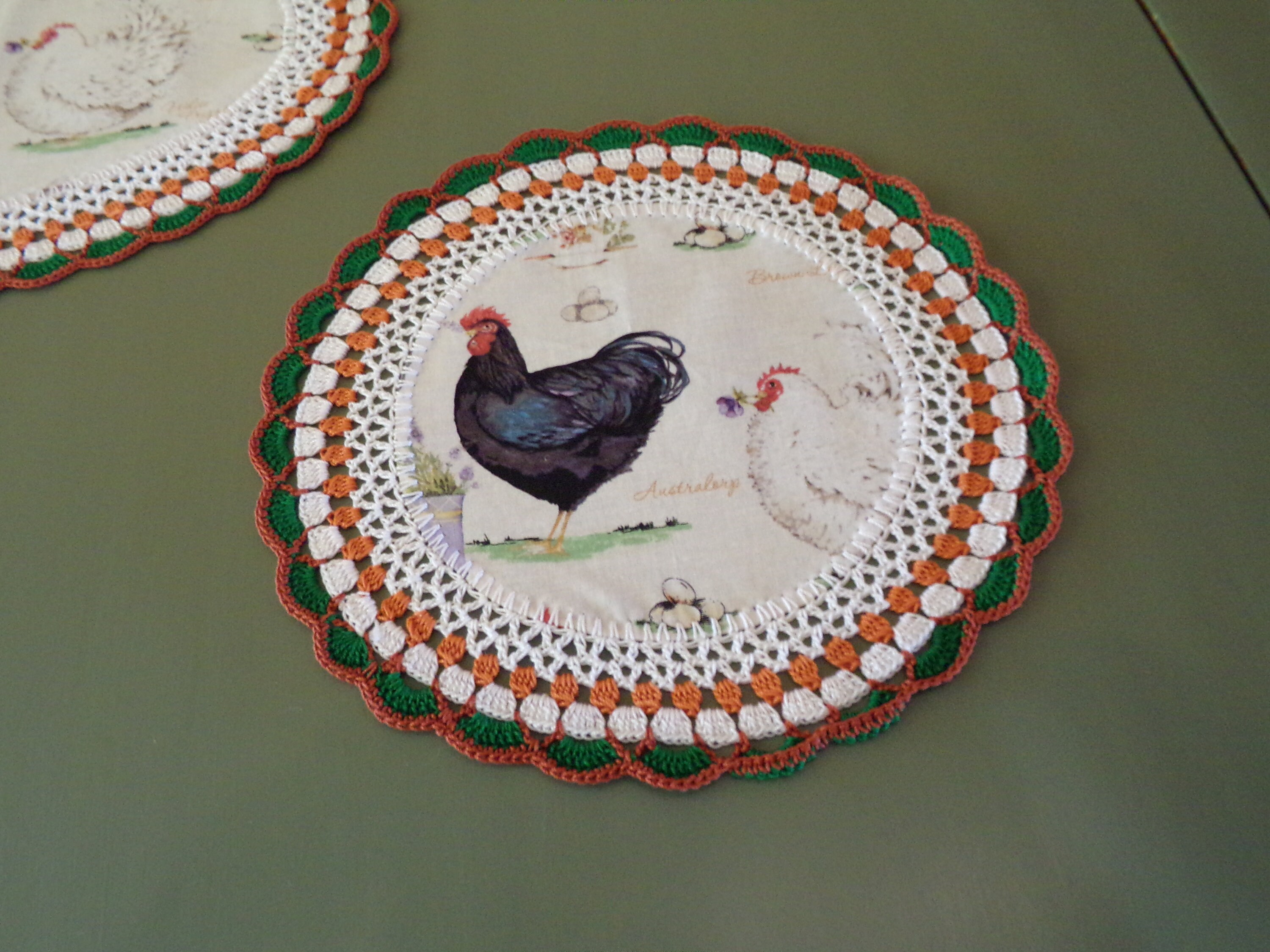 Set of 2 Crochet Chicken Table Runner/doily #2184 - Etsy