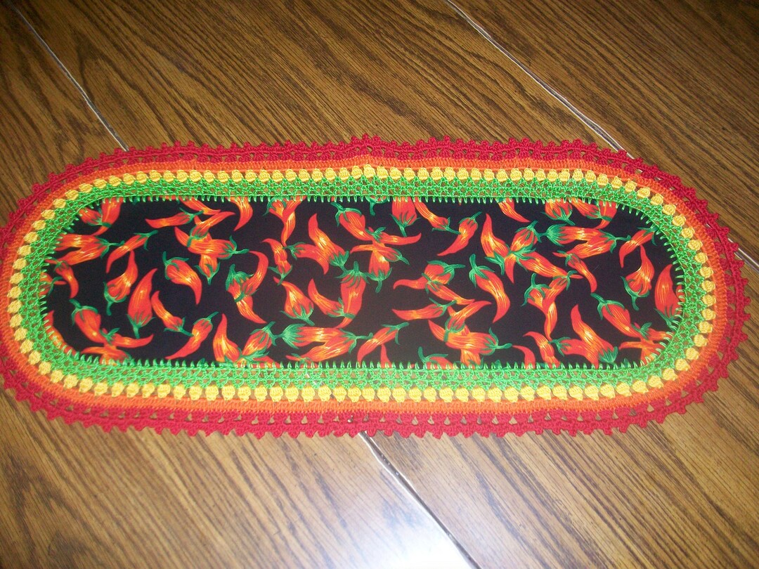Handmade Crochet Doily/table Runner Hot Hot Chili Peppers 2062 - Etsy