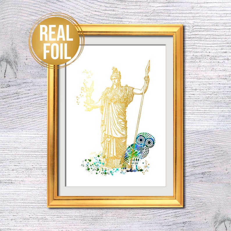 Athena Print Greek Mythology Greek Goddess Real Foil Poster - Etsy