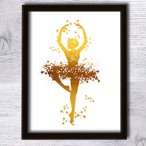 Gold Foil Ballerina Wall Art Print – Ballet Dancer Poster – Ballet ...