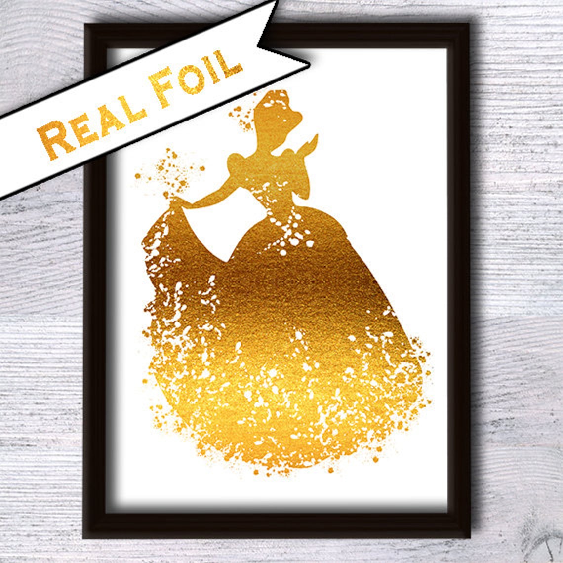 Cinderella Art Print Cinderella Foil Poster Real Gold Foil - Etsy