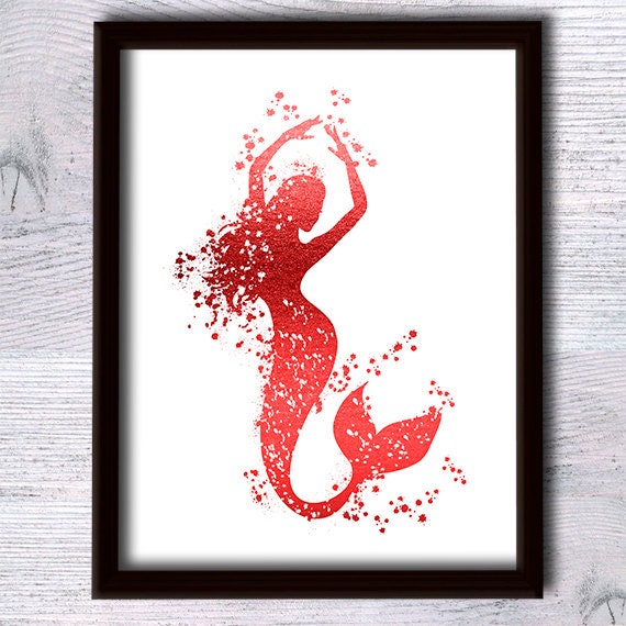 Mermaid Poster Mermaid Gold Foil Print Ocean Fantasy Creature - Etsy