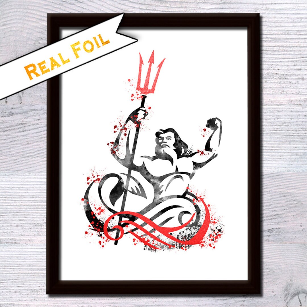 Poseidon Art Print Greek Mythology Decor Percy Jackson Real Foil Poster ...