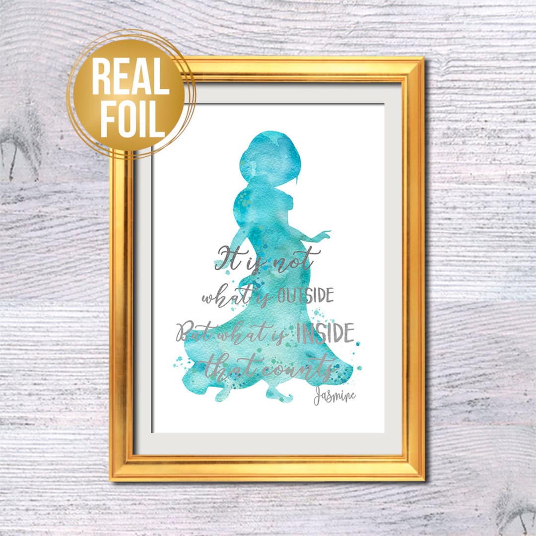 Jasmine Disney Print Real Foil Poster Princess Jasmine Foil Art Disney ...