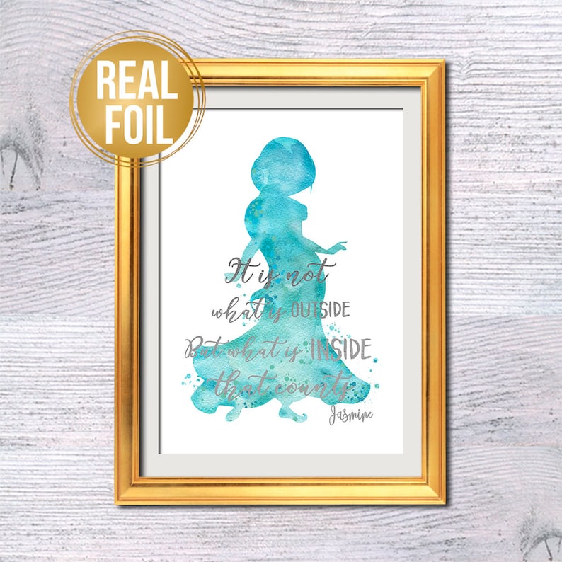 Jasmine Disney print Real foil poster Princess Jasmine foil | Etsy