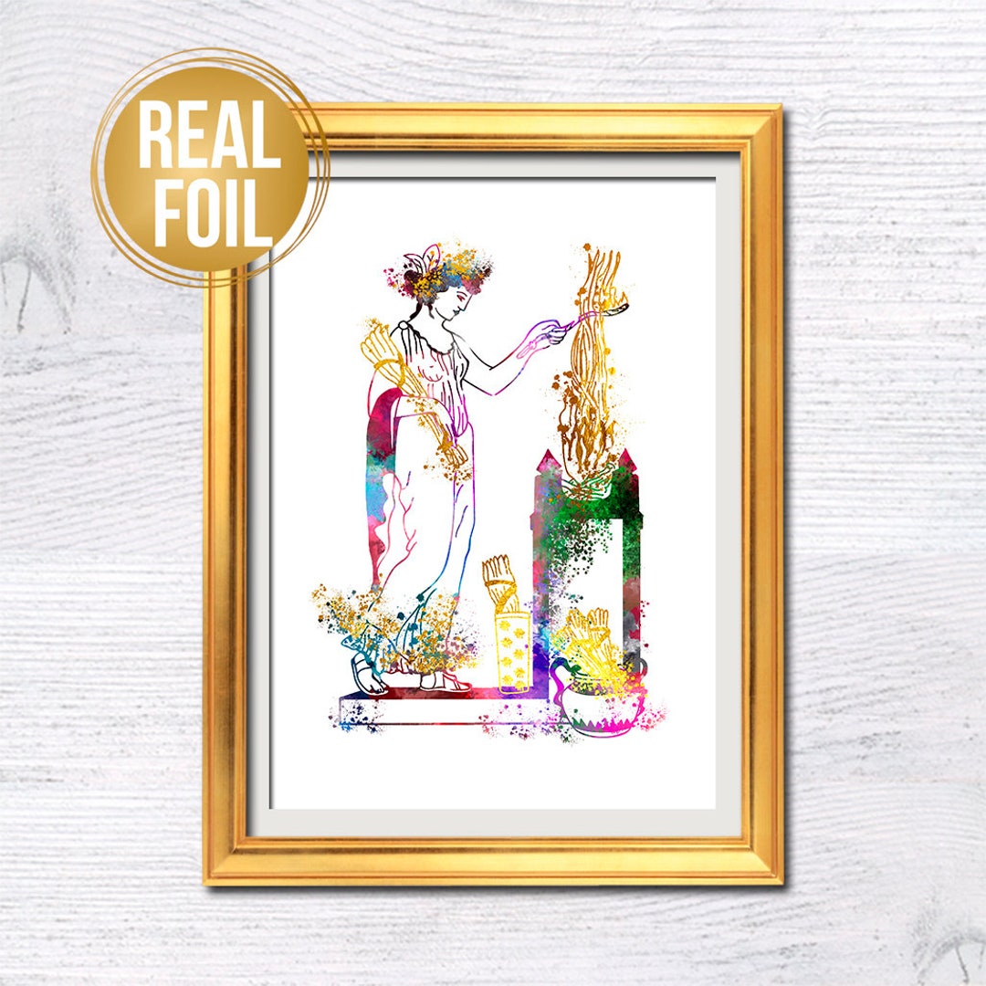 Hestia Print Hestia Goddess Greek Mythology Classical Art Real Foil ...