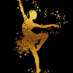 Ballerina Gold Foil Poster Ballerina Real Foil Print Ballet Art Print ...