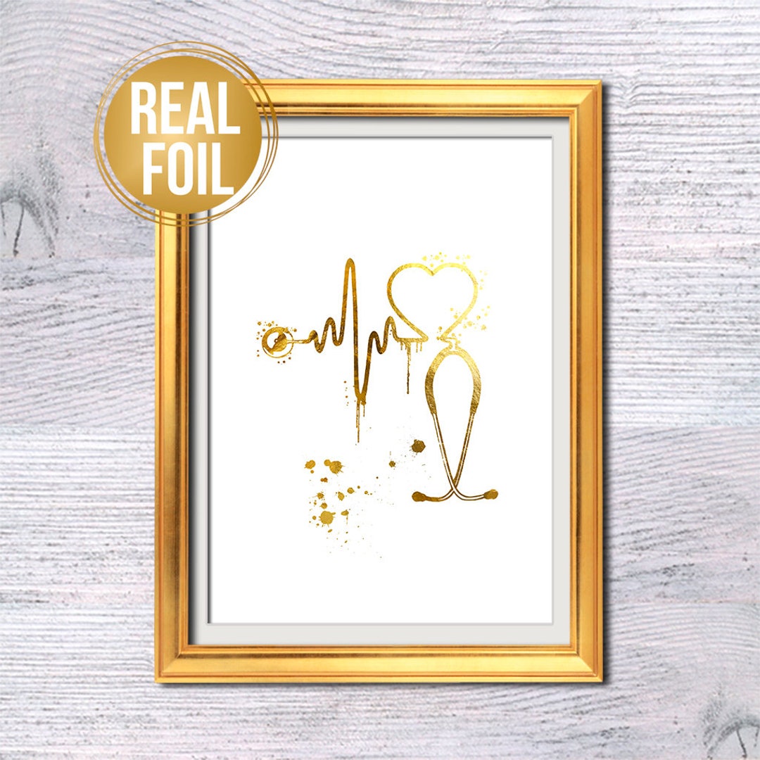 Cardiogram Poster Cardiology Print Medical Office Decor Real Foil Art ...