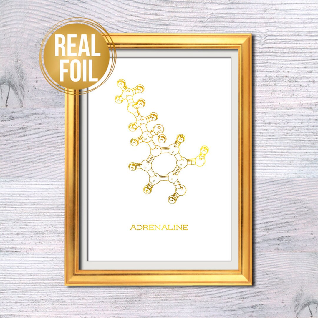 Adrenaline Molecule Print Hormone Poster Chemistry Wall Art Real Foil ...