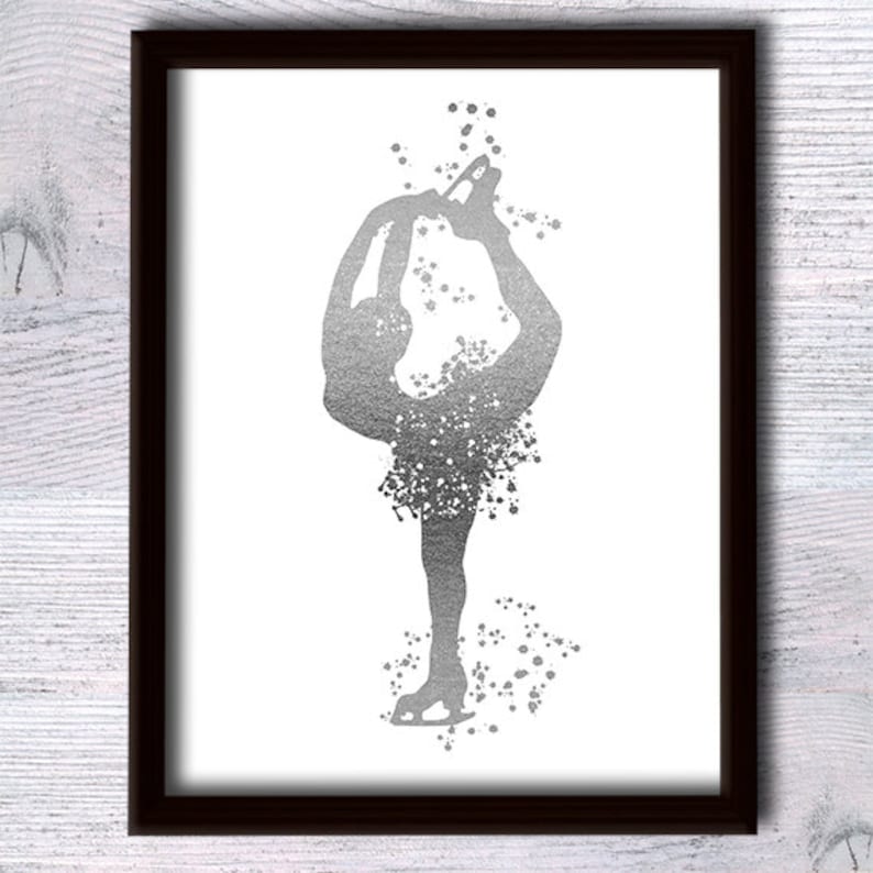 Figure Skating Girl Print Real Foil Art Poster Ice Skating - Etsy