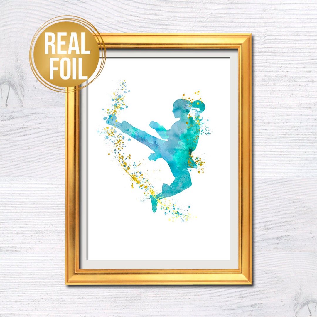 Karate Print Karate Girl Poster Real Foil Print Sport Illustration ...