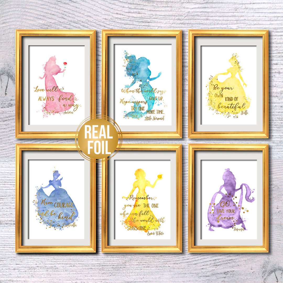 Disney Print Set of 6 Disney Wall Decor Disney Quotes Gift for Her ...