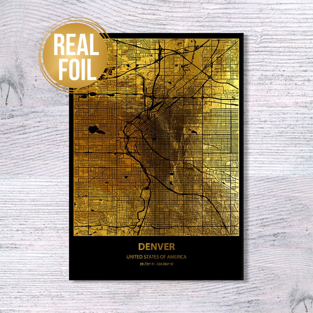 Mapa de Denver Mapa arte denver impresión Póster de lámina real ...