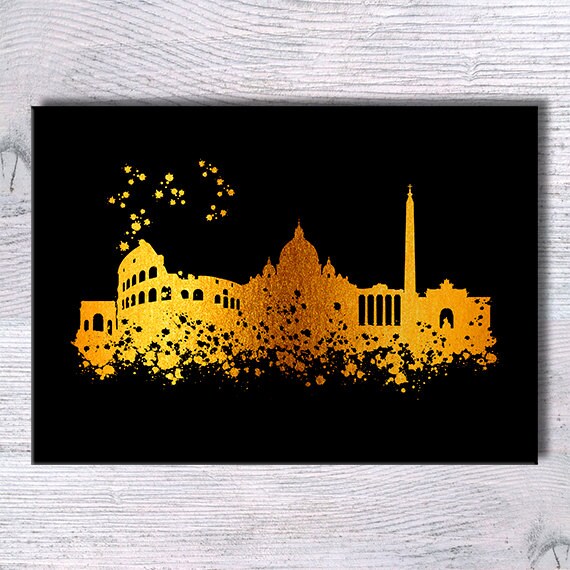 Rome Print Rome Poster Rome Italy Foil Decor Rome Skyline | Etsy