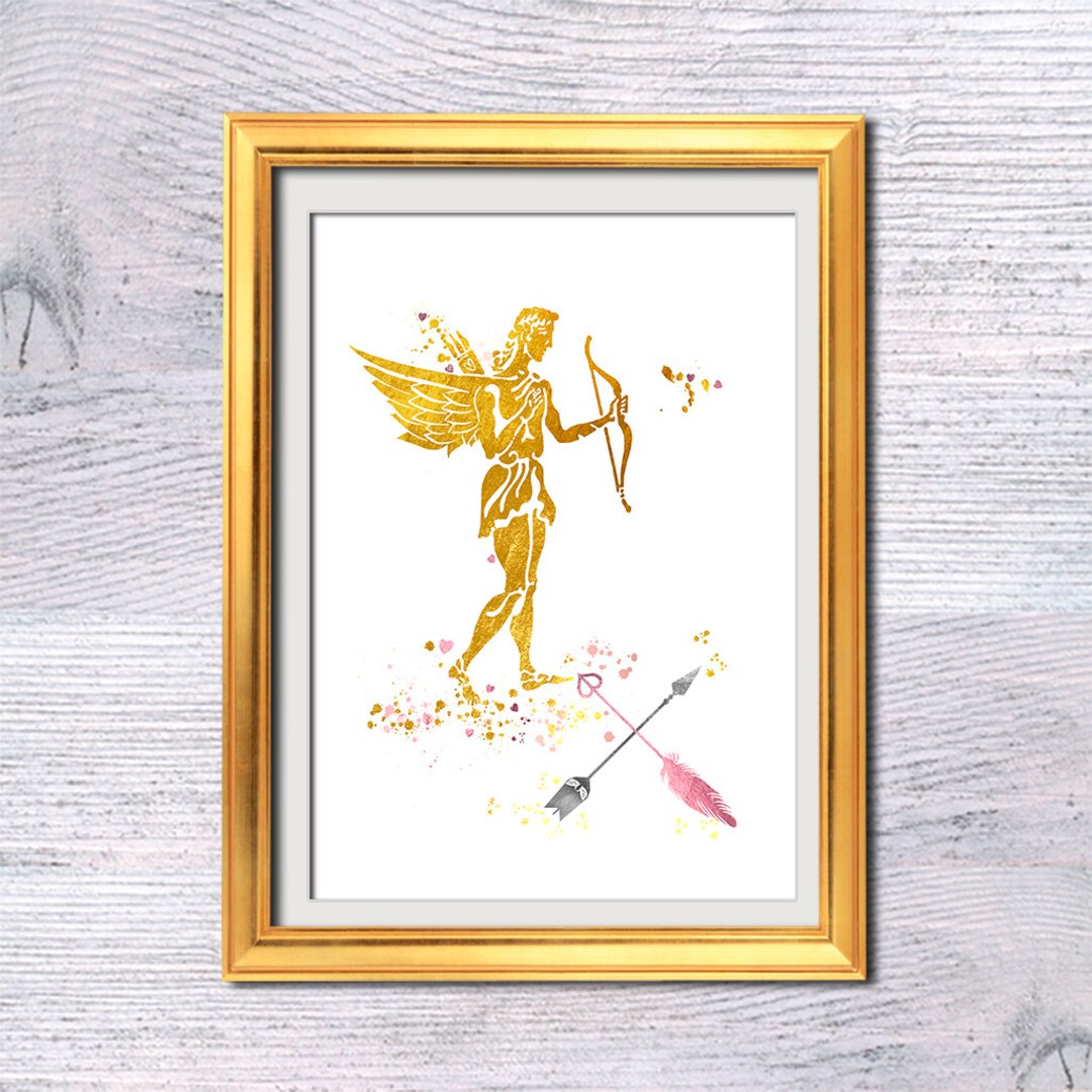 Eros Greek God Greek Mythology Gold Foil Decor God of Love Eros Print ...