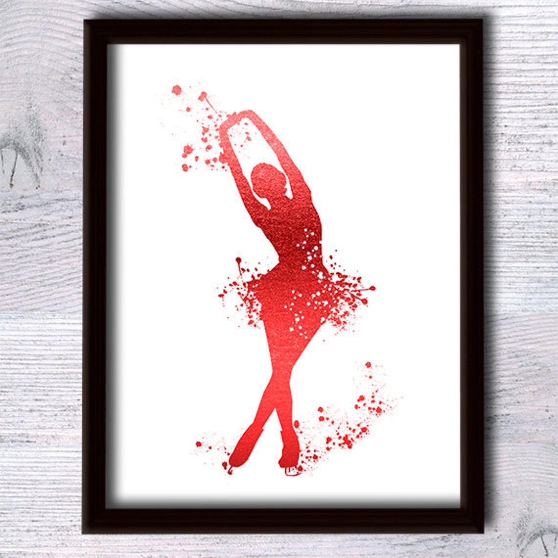 Ice Skating Print Real Foil Art Poster Sport Gold Foil Print - Etsy