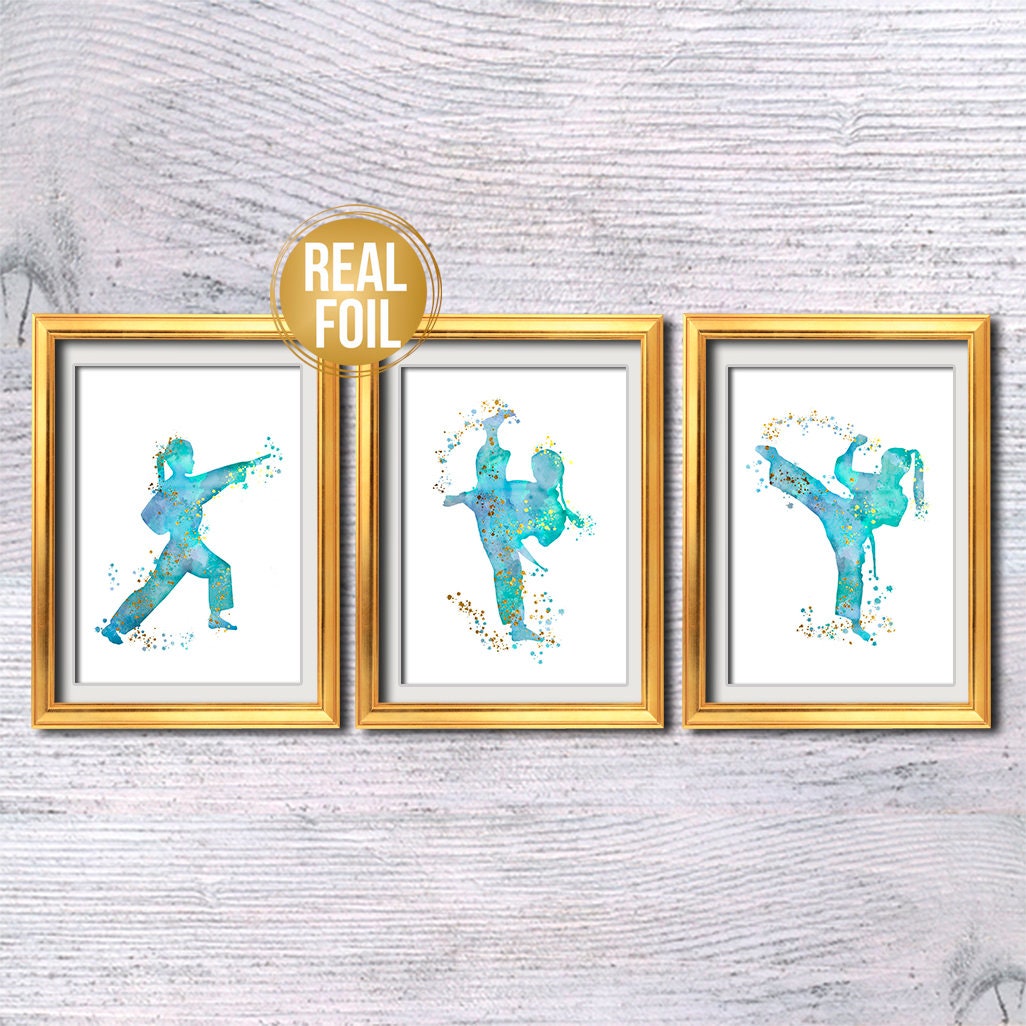 Karate poster Set of 3 Martial art Karate girl Taekwondo | Etsy