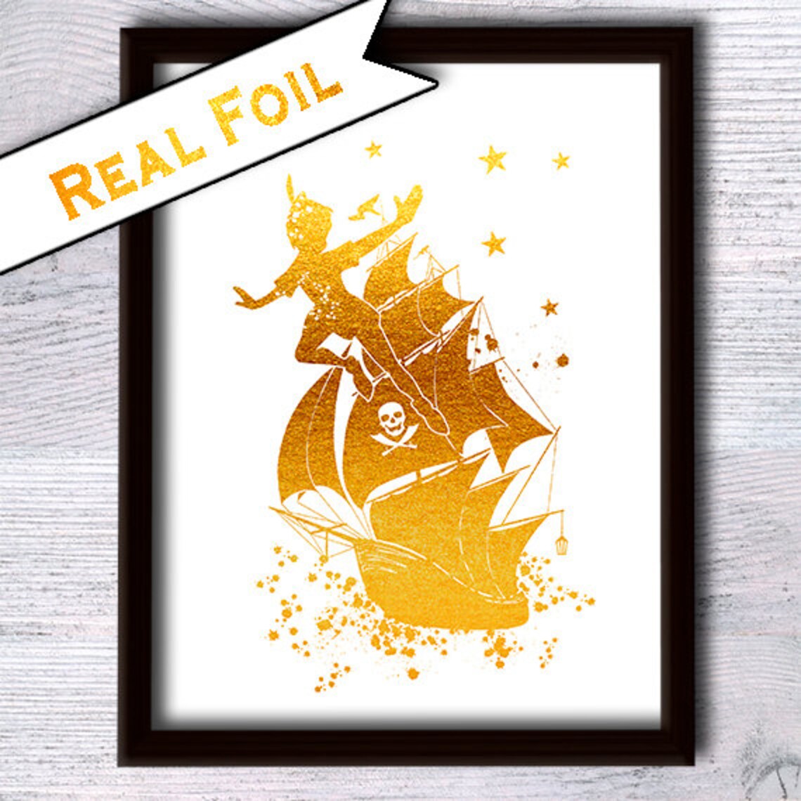 Peter Pan Print Peter Pan Real Foil Poster Disney Wall Decor - Etsy
