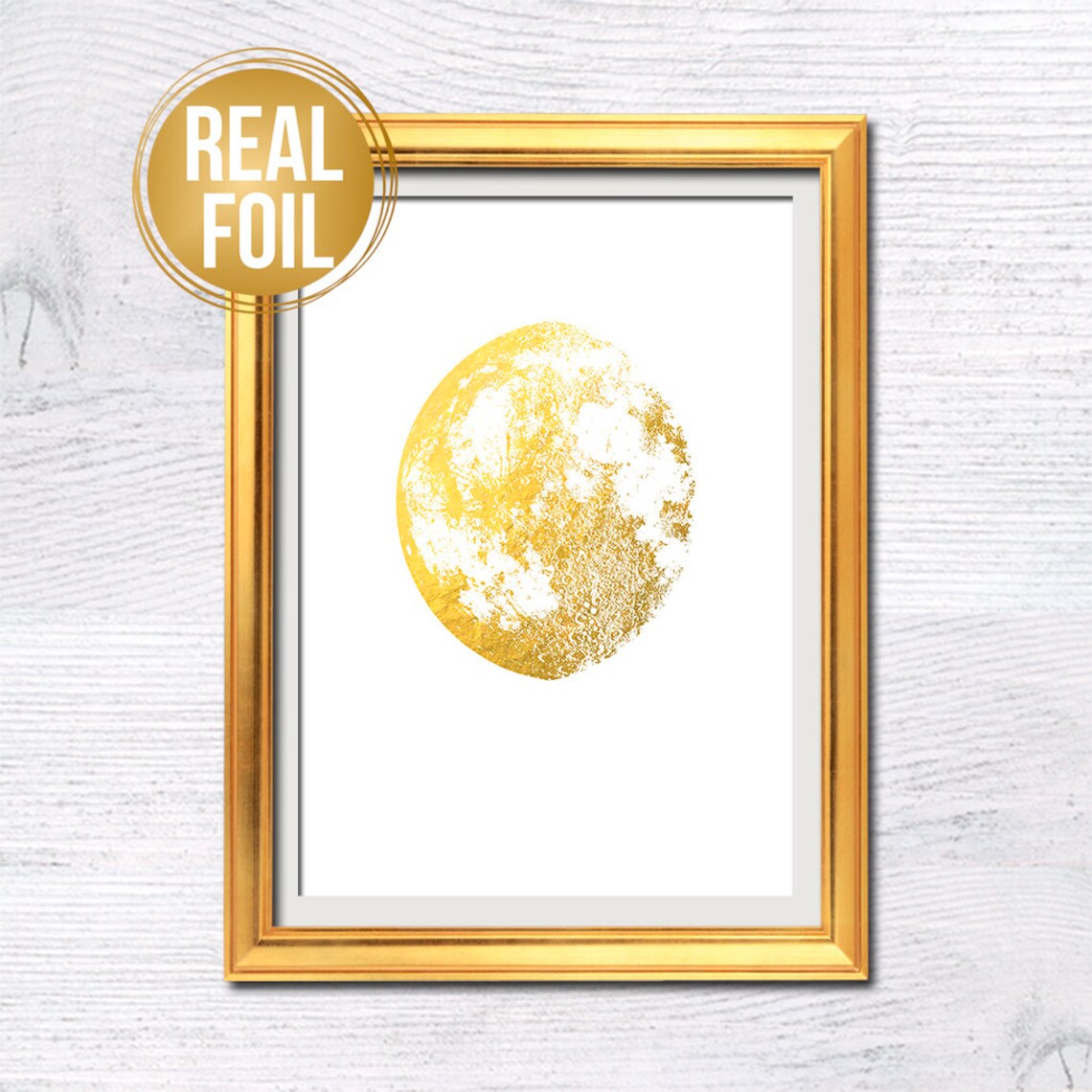 Moon Print Real Foil Art Moon Gold Foil Luna Art Astronomy Print Lunar ...